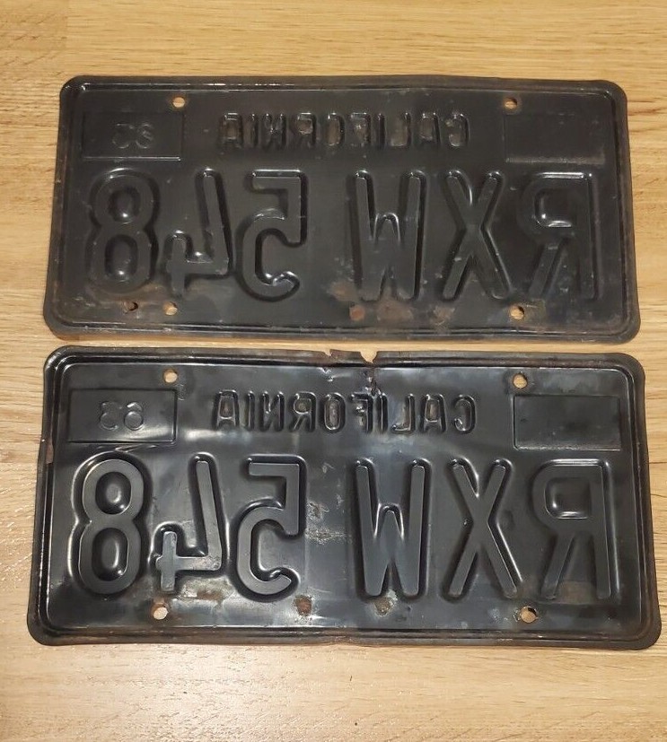 1963 California Blk/Gold TOM Pair RXW 548 License Plates Muscle Car Hot ...