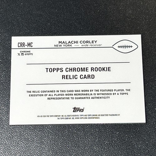 2024 Topps Chrome Malachi Corley Refractor Rookie Relic Card New York ...