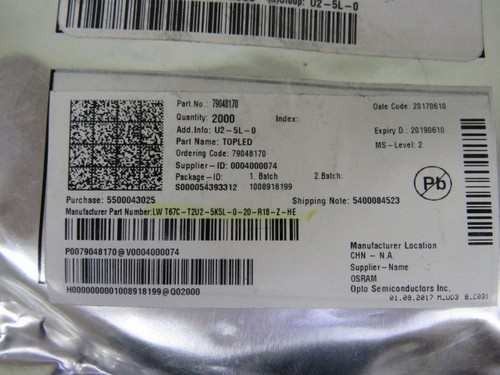 OSRAM LW T67C-T2U2-5K5L-0-20-R18-Z-HE Qty of 2000 per Lot White LED ...