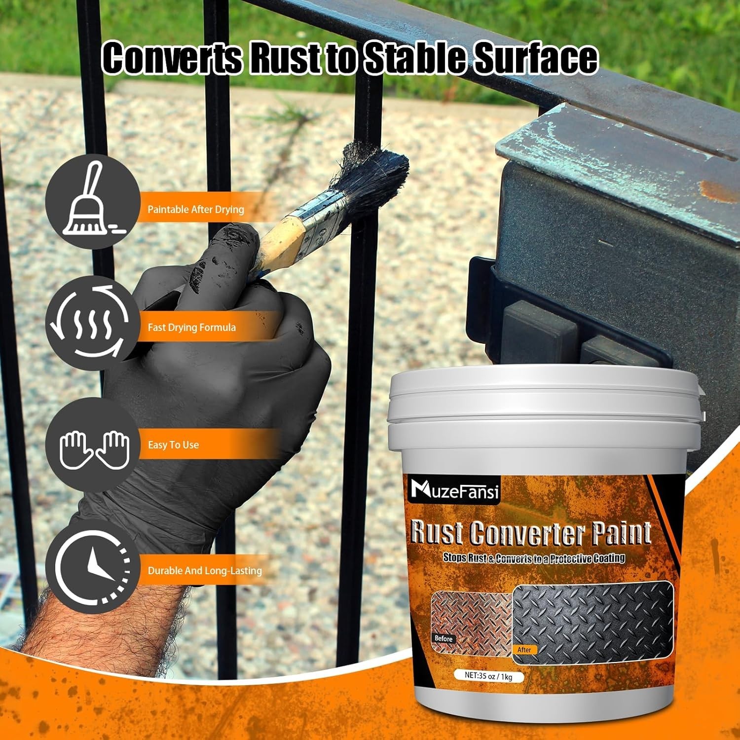 2-in-1 Rust Converter & Metal Primer – Stops Rust, Paint Over Rusted ...