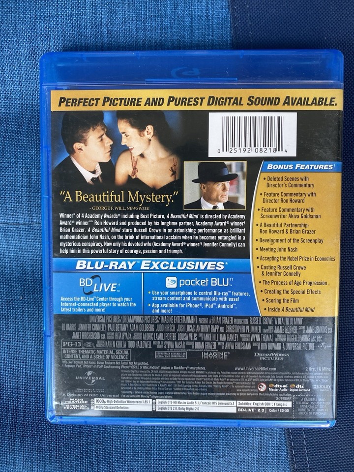 A Beautiful Mind BLU RAY Russell Crowe Ed Harris | eBay