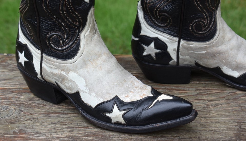 RODNEY AMMONS CUSTOM Bull Head Calf Hair Signed Cowboy Boots 8.5D Men ...