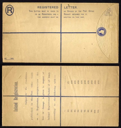 RP21 QV 2d Blue Registered Envelope size K Mint | eBay UK