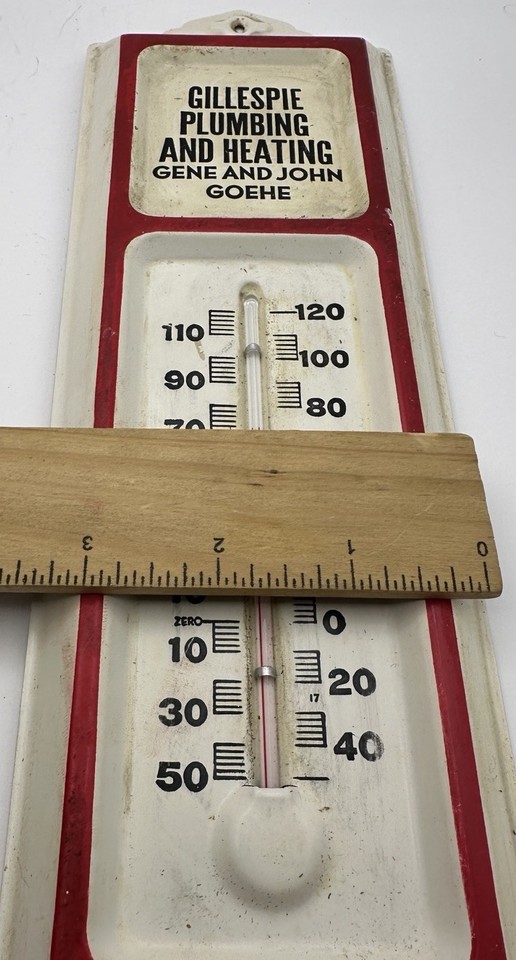 Vintage Wall Thermometer Gillespie Plumbing And Heating Advertising 12 ...