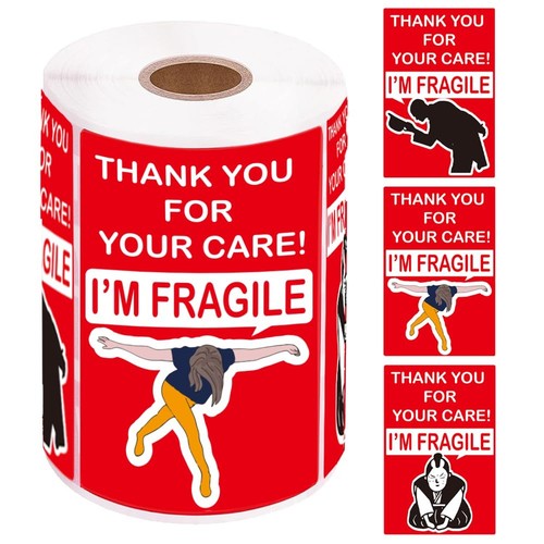 3x2 Inch Fragile Stickers for Shipping, Fun Design Handle with Care ...