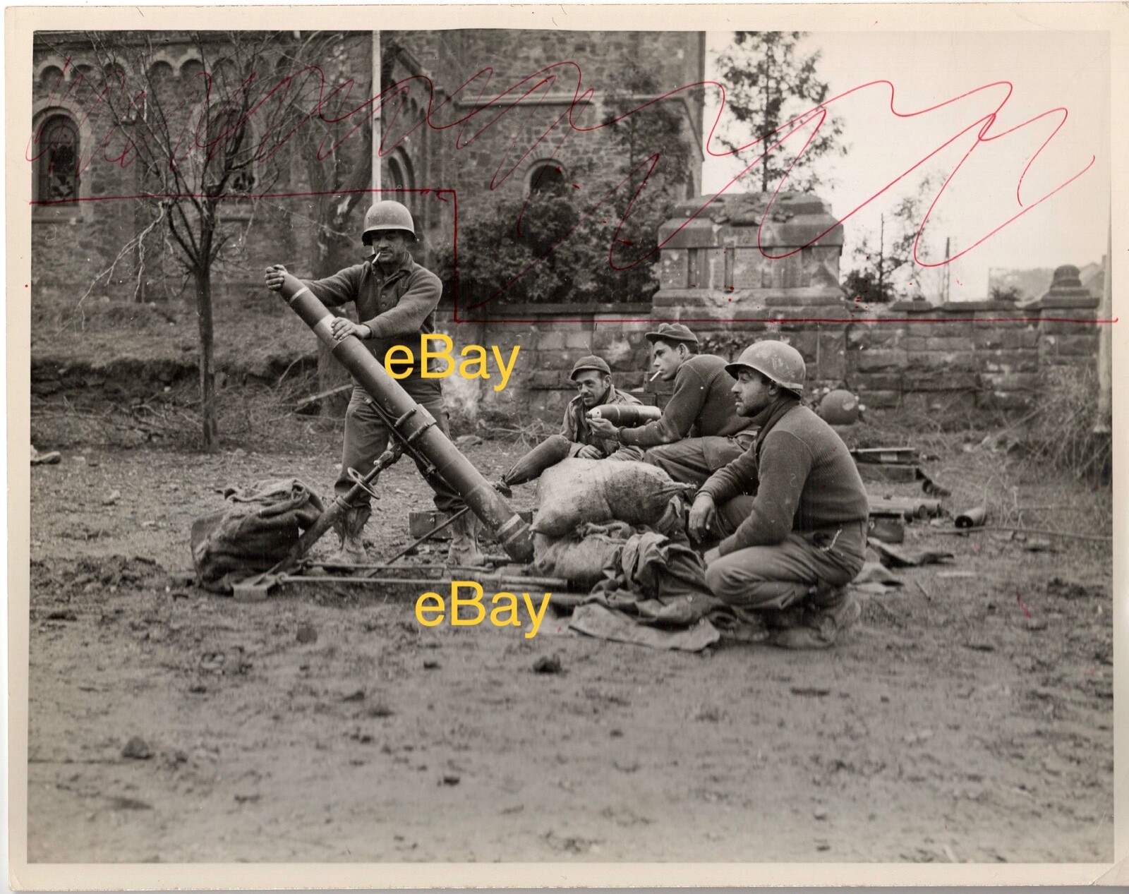 Dec 1944 US Signal Corps Reprint Photo Mortar Crew 87th Chem Sqd Duren ...
