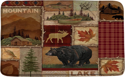 Cabin Bath Rugs Rustic Bear Bathroom Mat Moose Lodge Lake Mountain ...