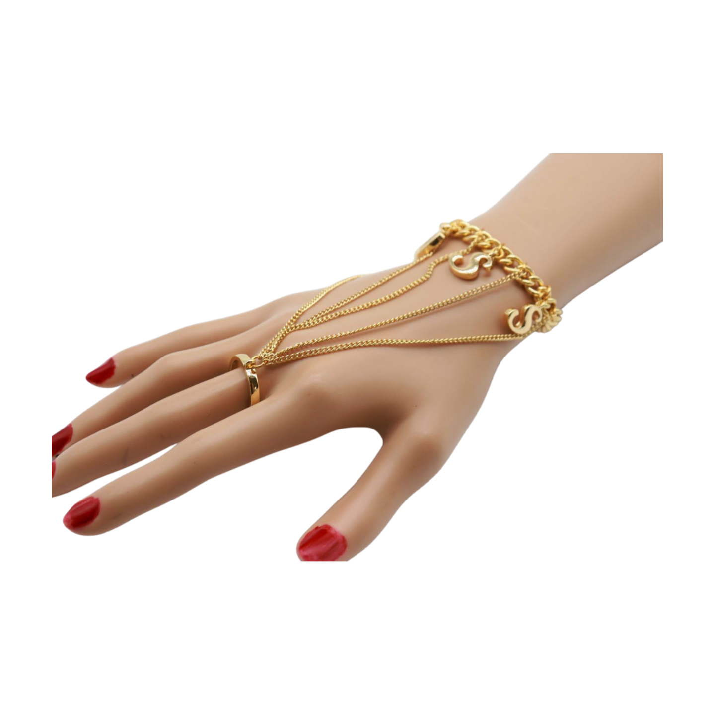 Women Gold Metal Hand Chain BOSS Cool Bracelet Ring Amazing Vibe ...
