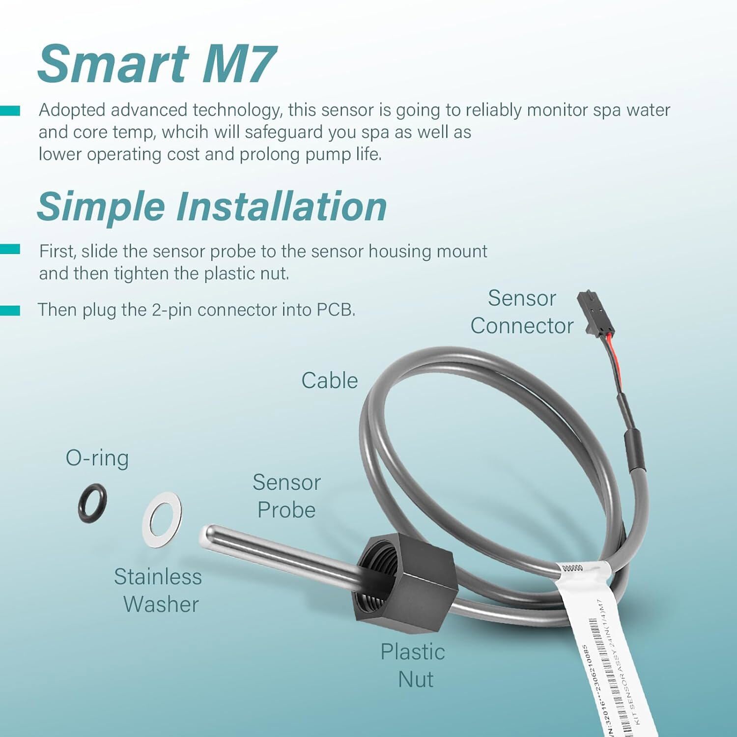 24" Temp/High Limit Sensor for Balboa Spa Heater M7 System 30344 30042 ...