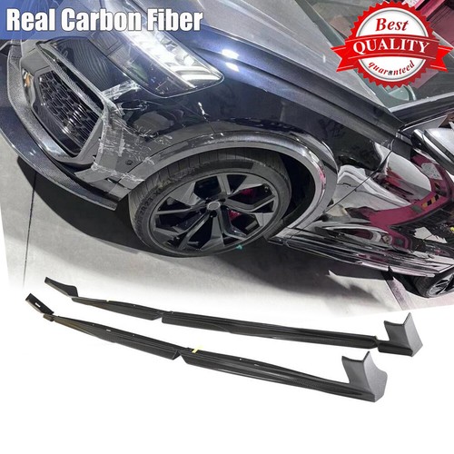 For Audi RS Q8 RSQ8 2021-2024 Real Carbon Side Skirts Extensions Lips ...
