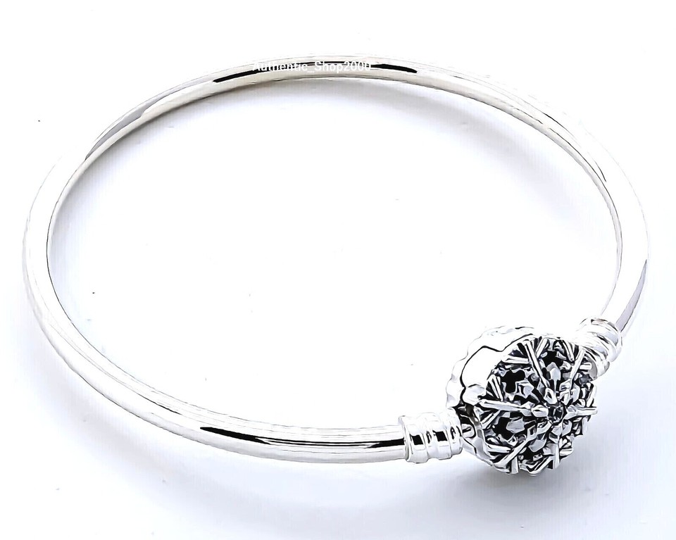 NEW 100% Authentic PANDORA 925 Snowflake Clasp Bangle Charm Bracelet ...
