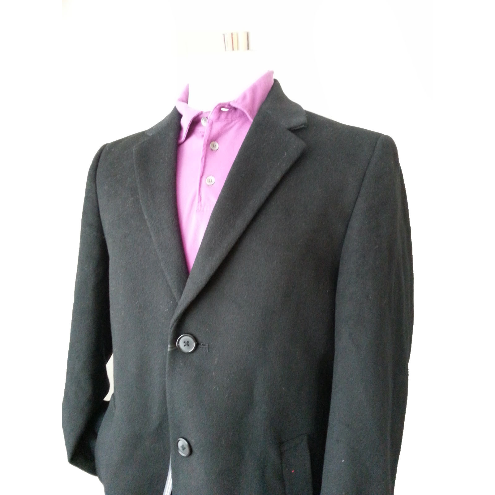 Kenneth Cole New York Men Size 38 Black Coat MORETTI Wool Long MSRP ...