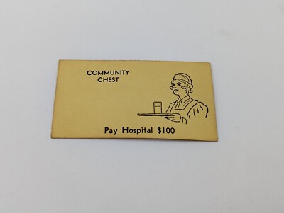 Very Rare 1930s Monopoly Community Chest Hospital/Nurse Card | eBay