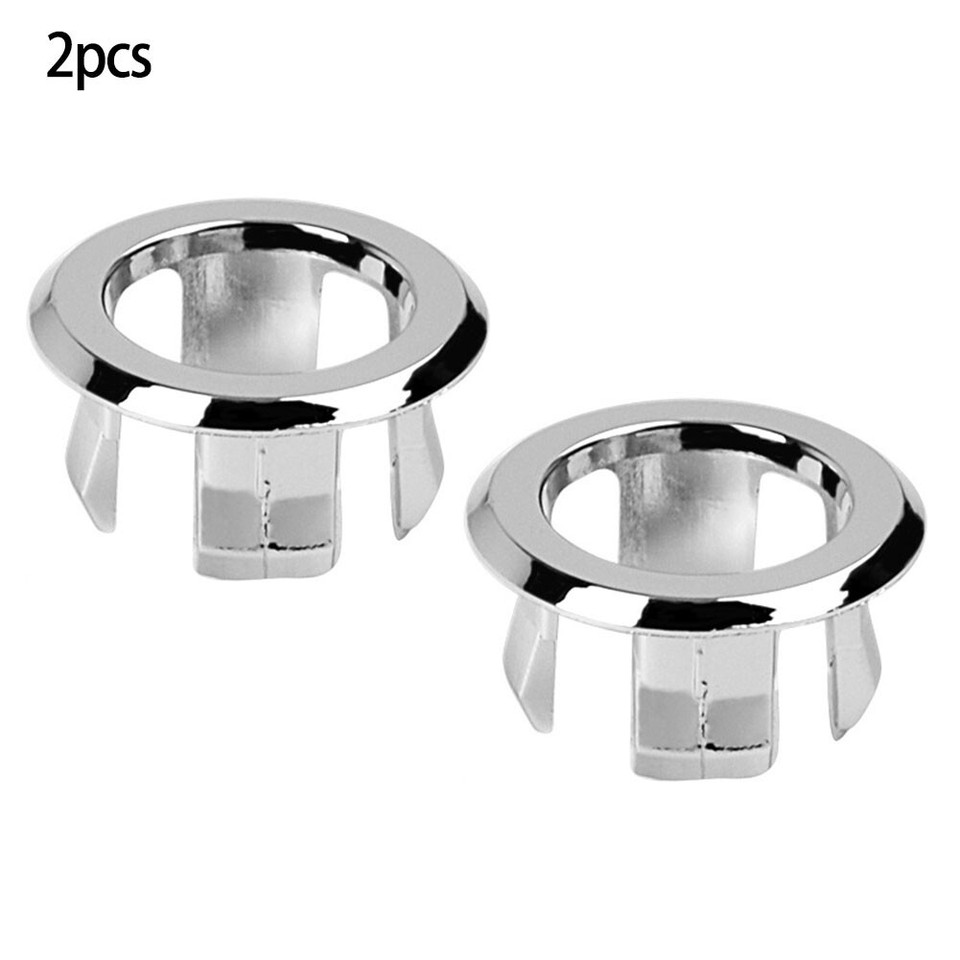 2Pcs Bathroom Basin Sink Overflow Ring Chrome Hole Cover Cap Inserts ...