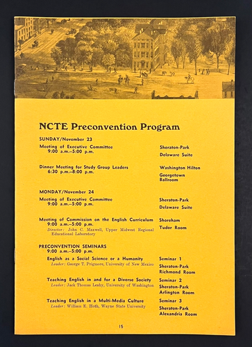 1969 NCTE National Council English Teachers Pre-Convention DC Vintage ...