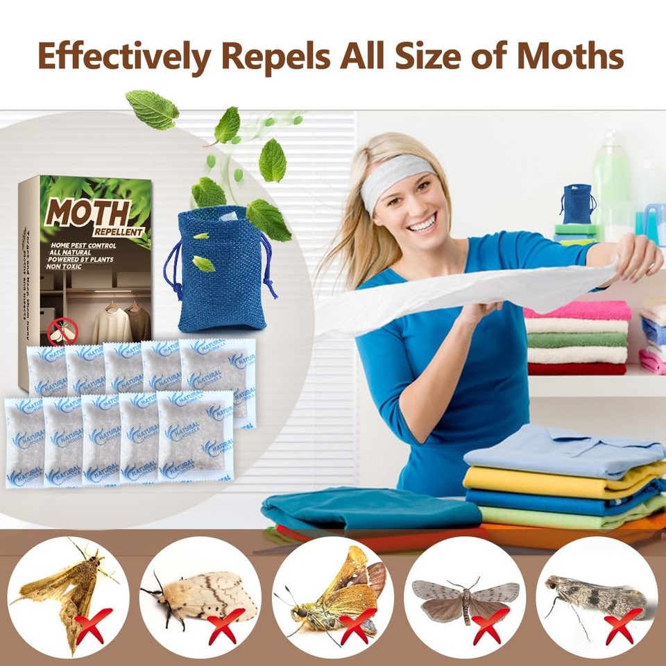 10 Pack Natural Moth Repellent for Clothes Indoor Use, Alternative Moth ...