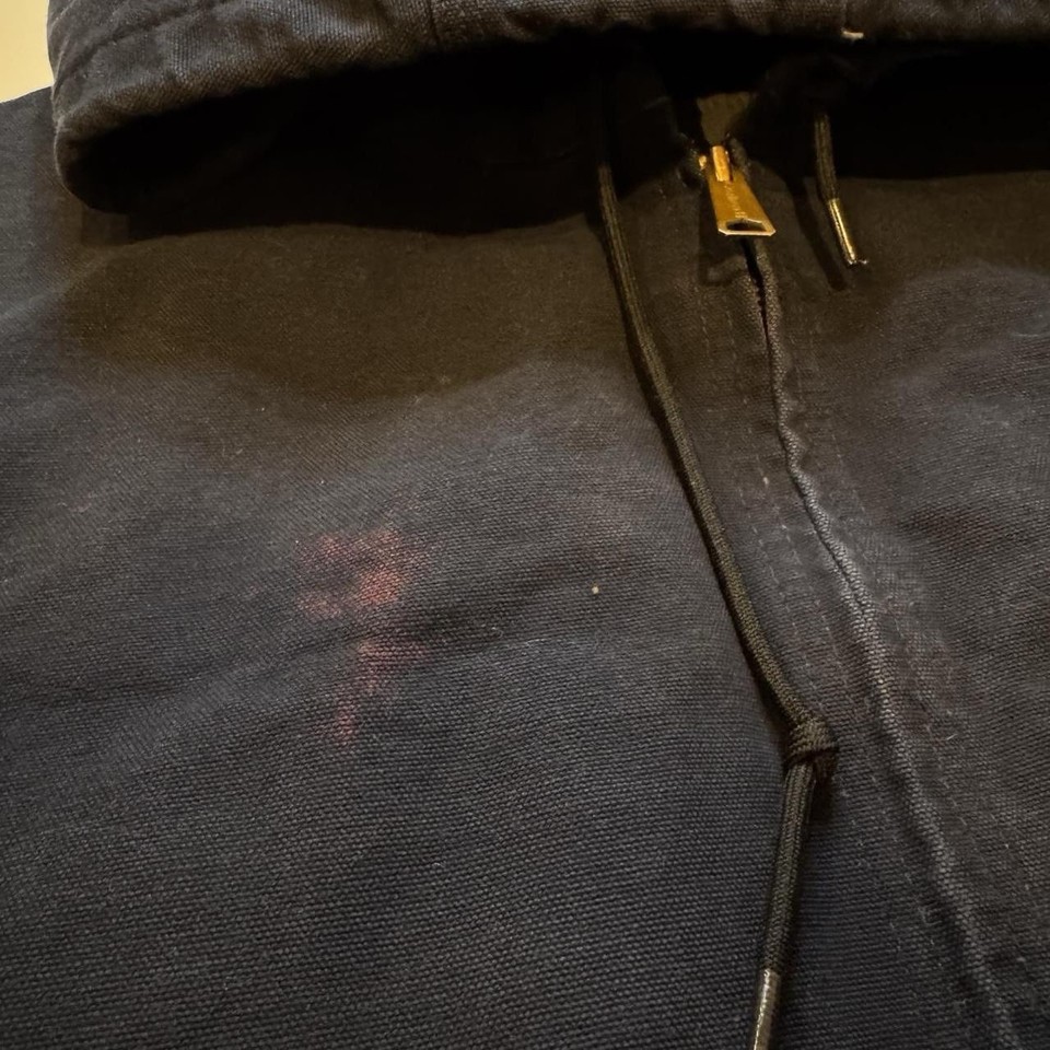 carhartt duck navy blue full zip up work jacket size 2xl made in usa ...