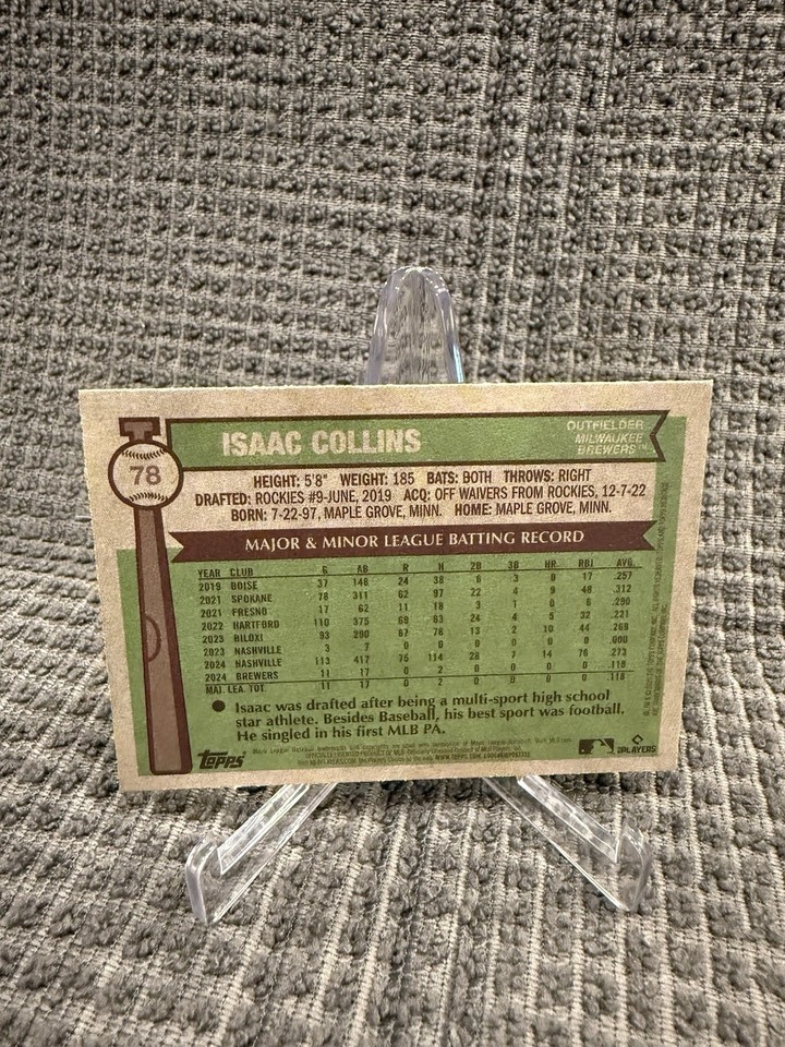 2025 Topps Heritage Isaac Collins RC White Border Milwaukee Brewers | eBay
