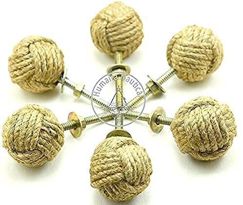 32MM Dia Set of 6 Jute Rope Cabinet knobs Nautical Decor | eBay
