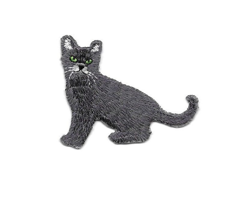 Cat - Gray Cat - Domestic Pet - Embroidered Iron On Applique Patch ...