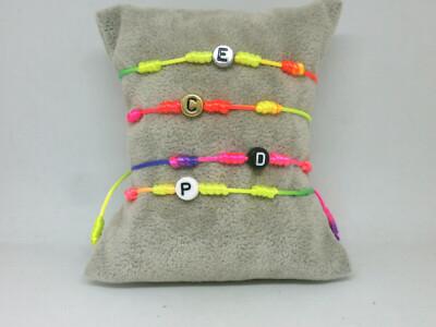 Bracelets Amiga Thread Neon Initials " Negro-Blanco-Dorado-Plata | eBay