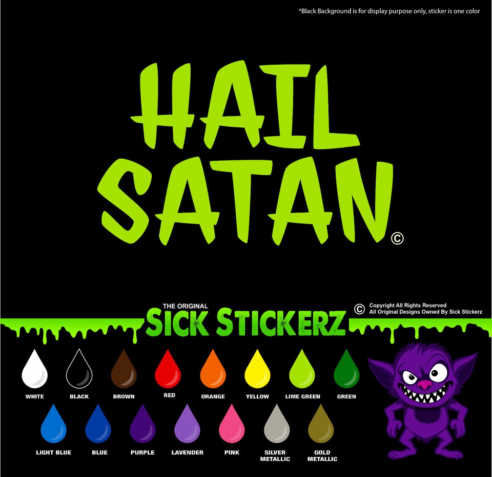 Hail Satan Sticker Decal Emo Goth Evil Devil Hell Car Toolbox Fun Dark ...