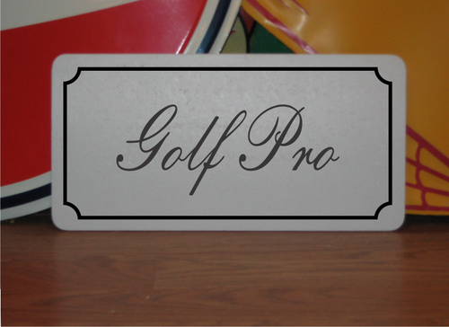 Golf Pro Metal Sign in Fancy Script and Black Border | eBay