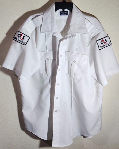 G4S WACKENHUT SECURITY DUAL PATCHES UNIFORM WORK WEAR SHORT SLEEVE SIZE ...