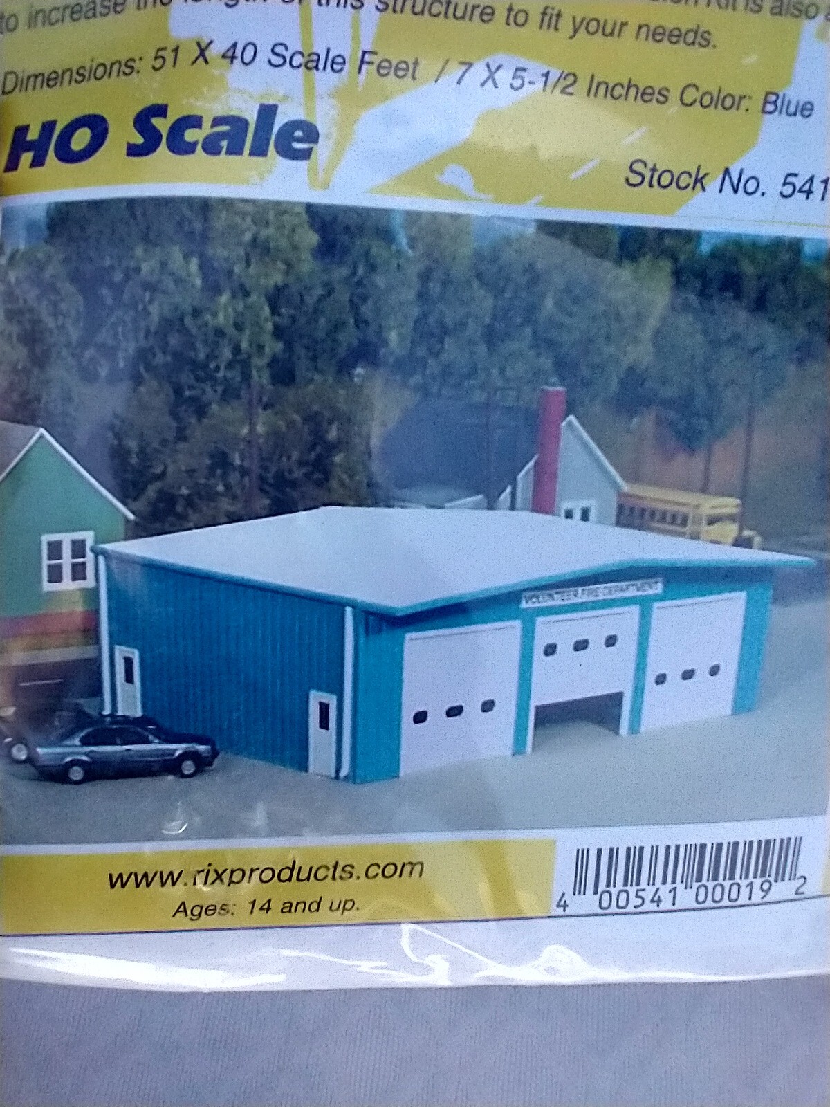 Pikestuff Fire Station Kit for HO Railroad Train Layout (Blue). Made in ...