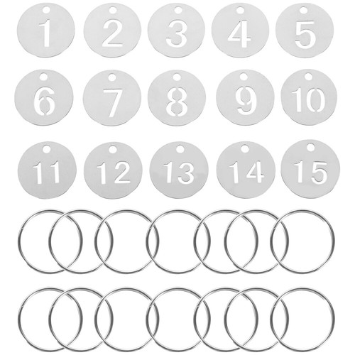 15 Pcs Stainless Steel Tags Number Plate Hollowed Metal Numbered | eBay