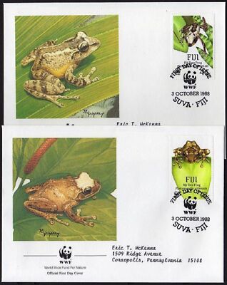 Fiji 591-594 4 FDC. Michel 586-589. Tree Frog Platymantis vitiensis ...