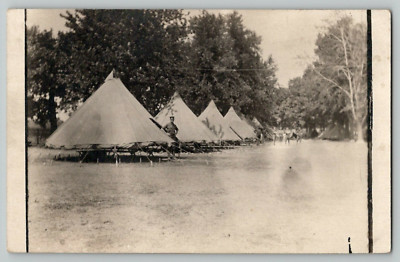 WWI WW1 RPPC Tent Encampment Soldier Real Photo Postcard | eBay