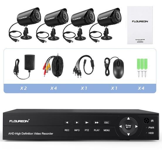 Floureon Security Camera NTSC System 4/8 AHD Cameras, 720P/1080P, 4CH ...