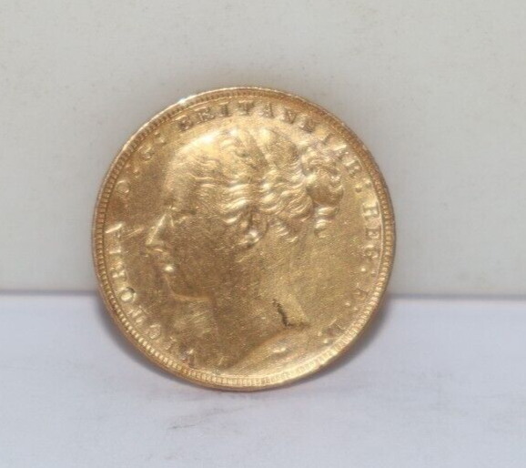 1884 British Sovereign Victoria Young Head Unc .2354 AGW AU (Cleaned ...