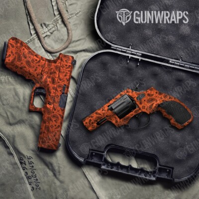 GunWraps Bandana Orange & Black Premium Pistol Vinyl Gun Wrap Skin ...