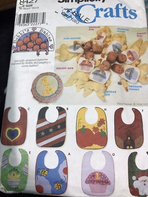 8427 Simplicity Crafts Sewing Pattern - Themed & Applique Baby Bibs | eBay