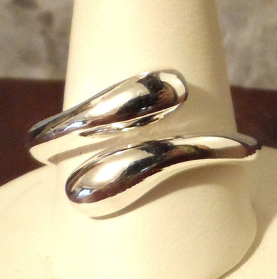 New Silver Plated INFINITY Semi Colon Ring sz 9-10 adjustable raindrop ...