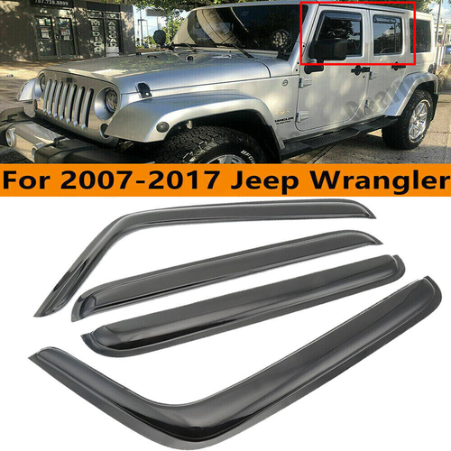 Fits 2007-2017 Jeep Wrangler JDM Window Visors Vent Shade Rain Guards ...