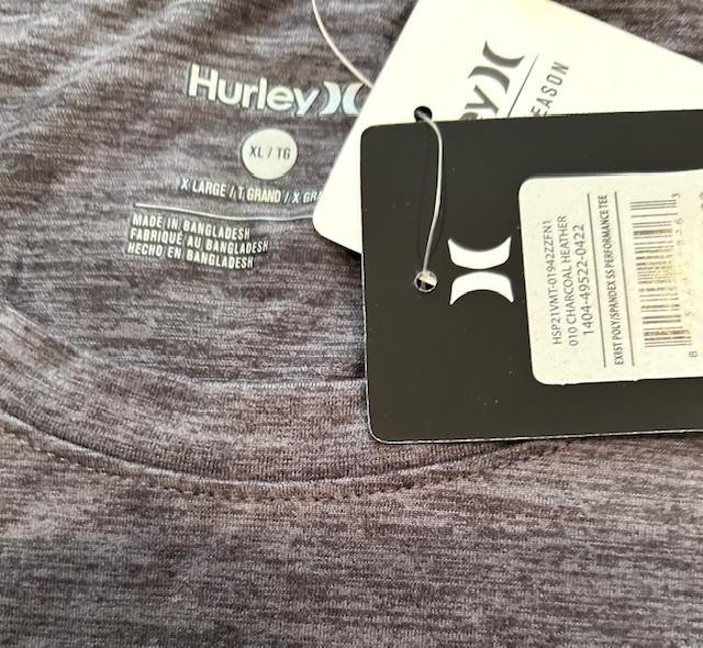 Hurley X T-Shirt Mens XL Performance Stretch Ultra Soft Charcoal Grey ...
