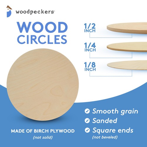 Wood Circle Discs 9 inch 1/8 inch Thick, Unfinished Birch Rounds ...