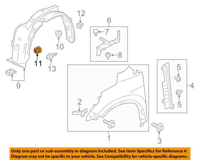 Genuine Honda Inner Liner Retainer Clip 91501TR0003 OEM for sale online ...