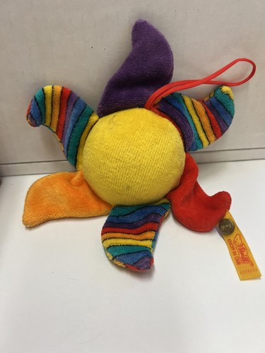 80s STEIFF BABY RATTLE Rainbow Sun Star Plush Infant Gift Velour ...