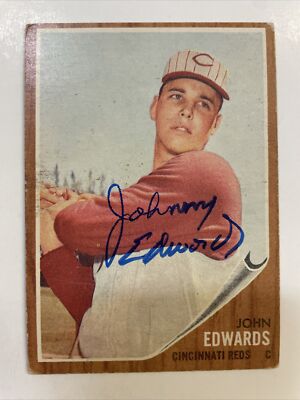 Johnny Edwards Autographed 1962 Topps Card #302 Cincinnati Reds A-365 ...