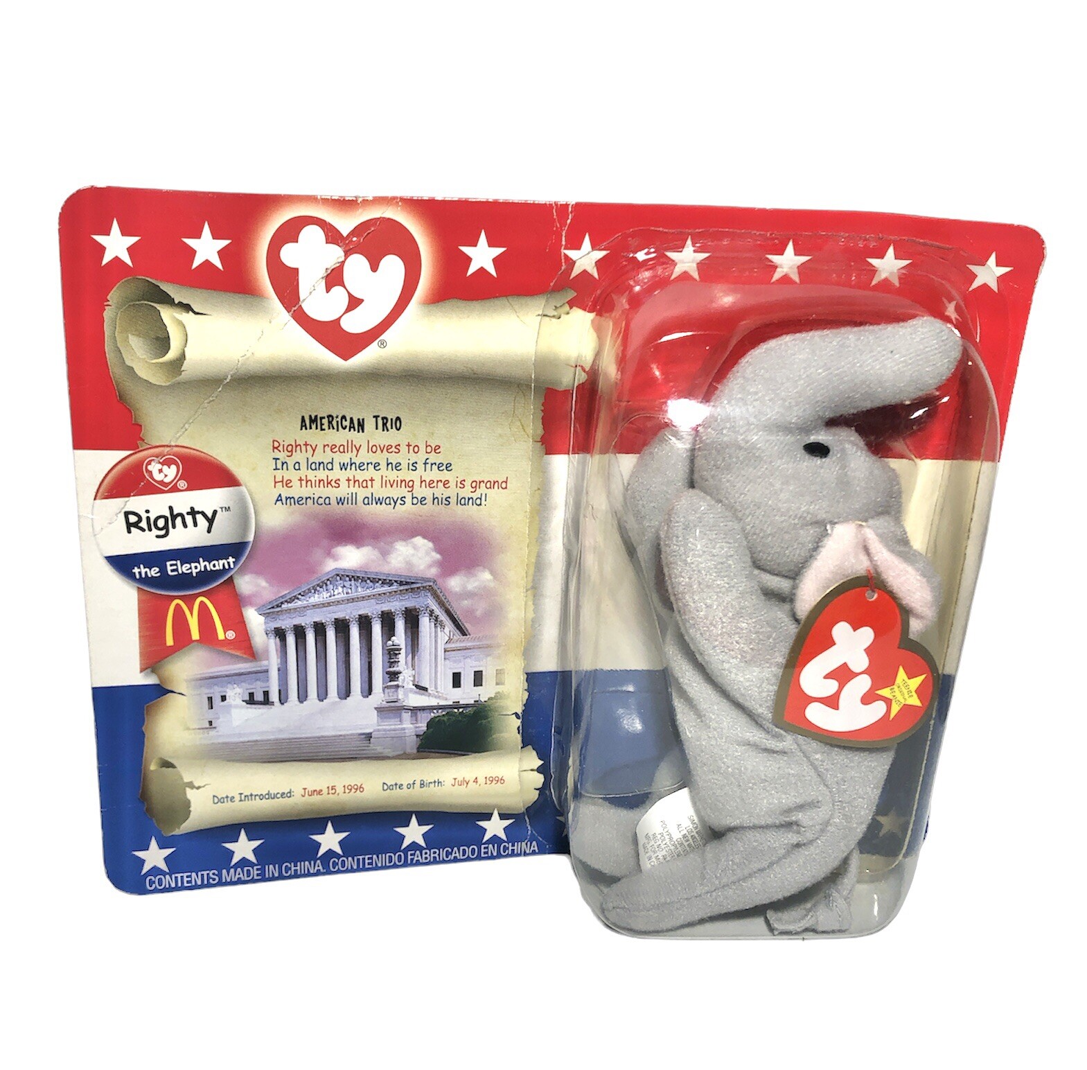 Righty The Elephant Ty Beanie Babies Mcdonalds Toy New In Box 2000 ...