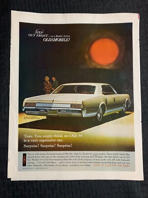 1966 GENERAL MOTORS 10.5x14" Automotive Print Ad VG+ 4.5 Toranado Delta ...