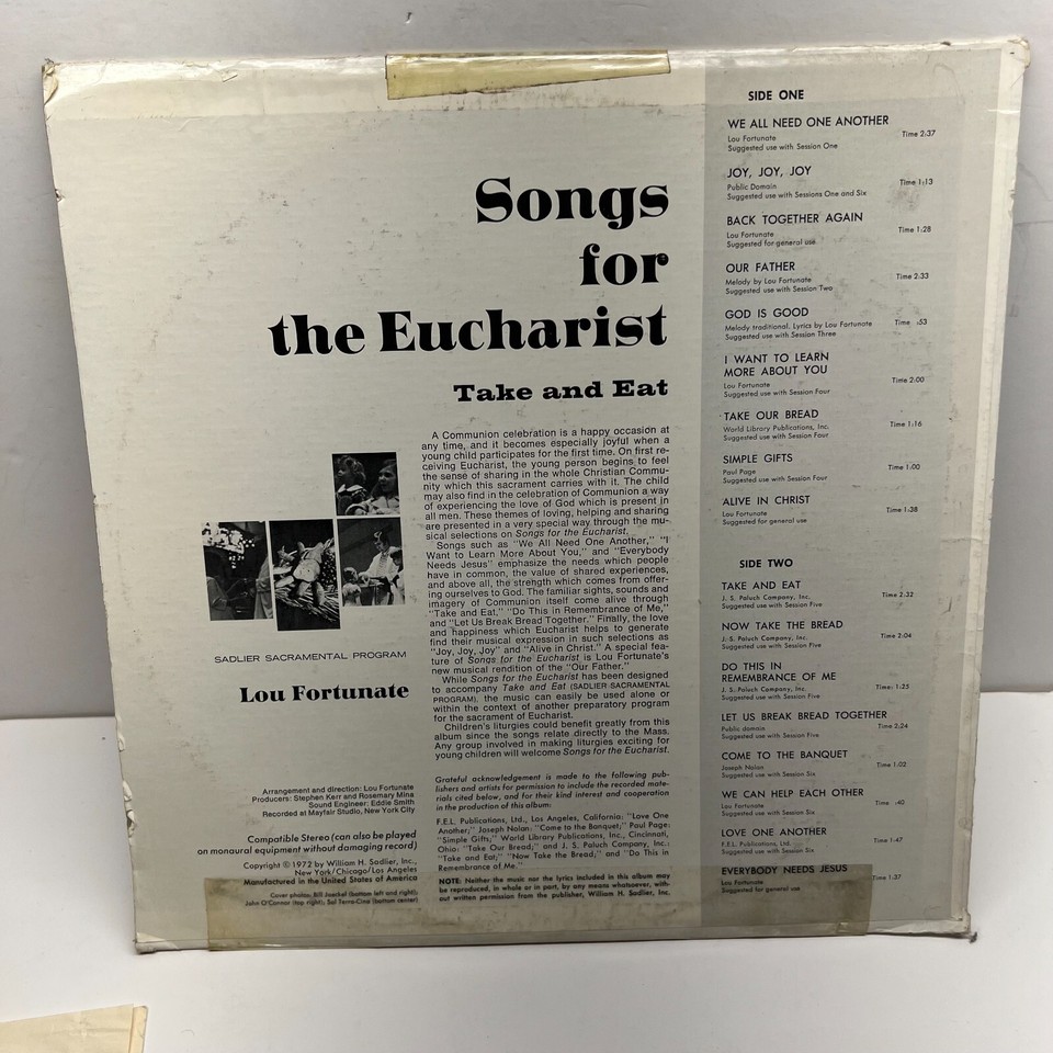 Songs for the Eucharist, Take and Eat - William Sadlier Inc - VINYL LP ...