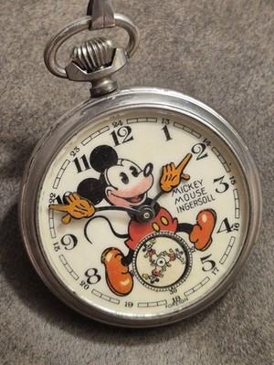 Vintage Ingersoll LTD of London Bearded Mickey Mouse Pocket Watch 50 mm ...