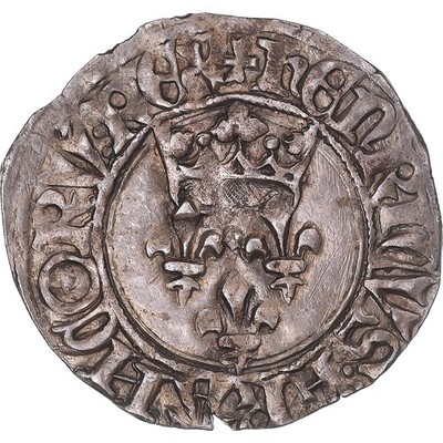 [#343246] Coin, France, Henri V, Florette, 1419-1422, Rouen, MS, Silver ...