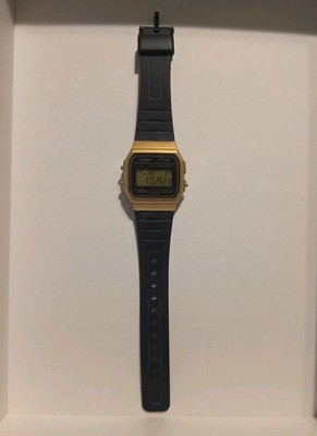 Vtg Casio Men's Watch F-91W Gold Black WATER RESIST Backlight ALARM ...