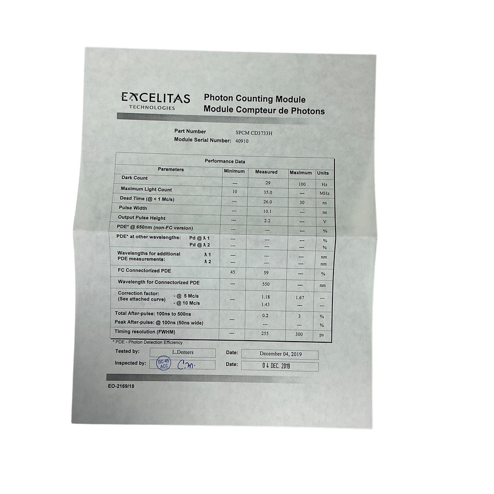 Excelitas SPCM-CD3733 Single Photon Counting Module - New | eBay